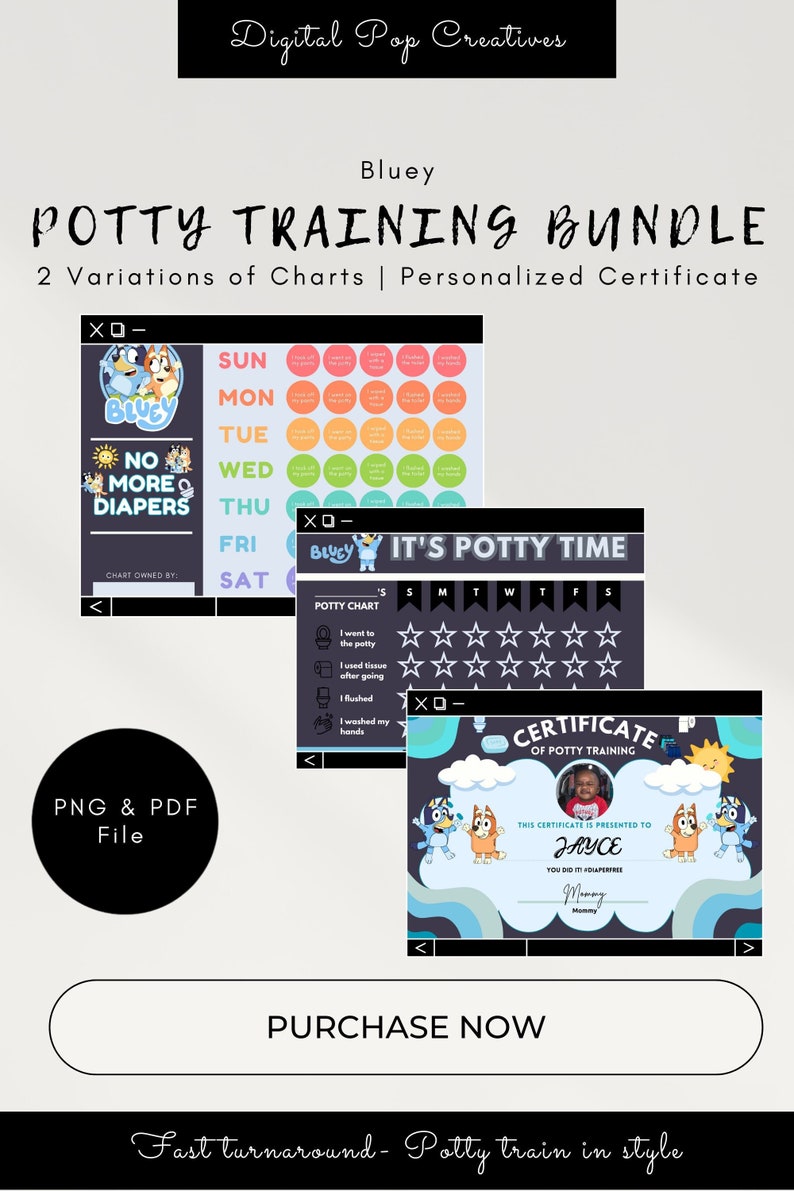 Bluey Potty Training Chart & Certificate - Etsy Australia