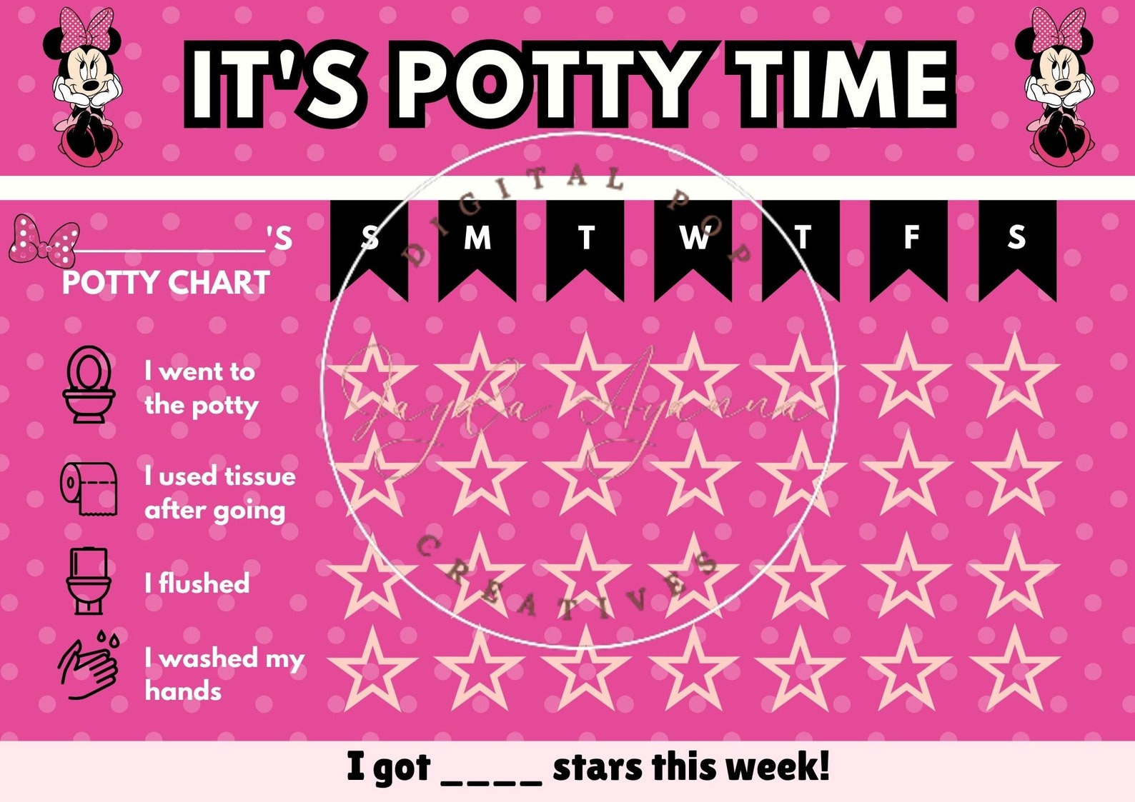 Minnie Mouse Potty Training Chart & Certificate - Etsy