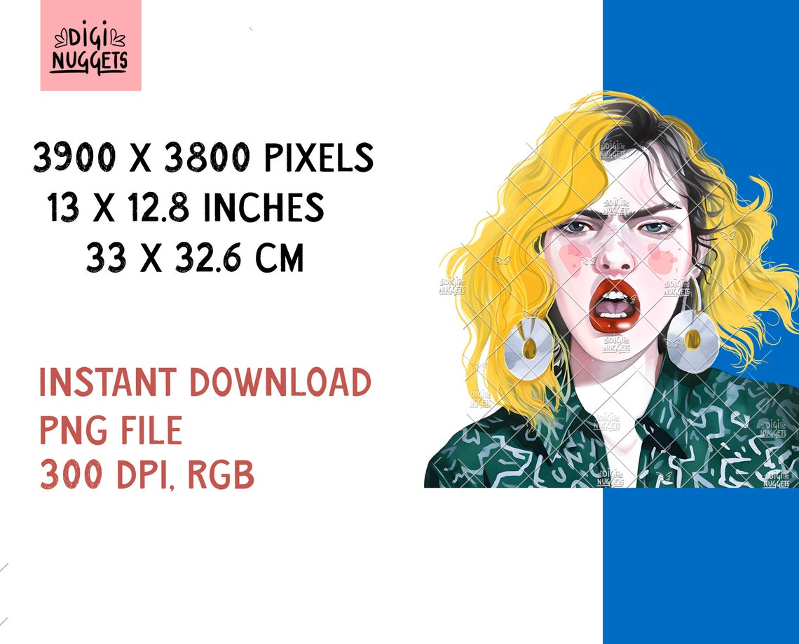 Woman Portrait Clipart, Angry Blonde Woman Yelling Avatar, 80's Pop ...