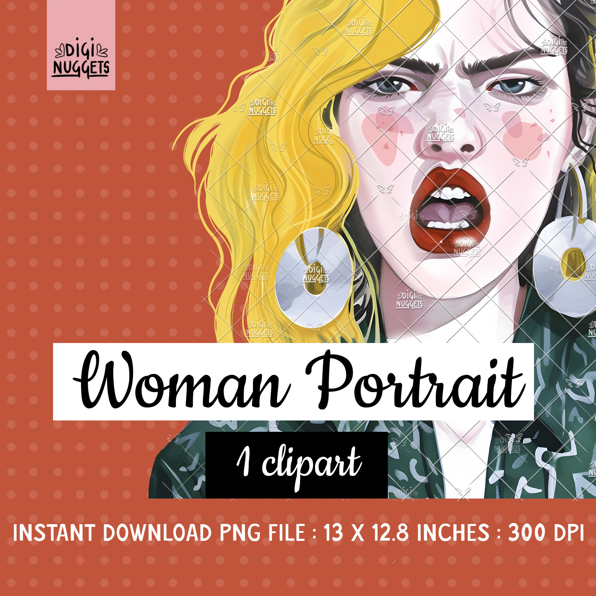 Woman Portrait Clipart, Angry Blonde Woman Yelling Avatar, 80's Pop ...
