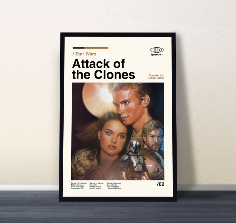 Affiche du film L'Attaque des clones, affiche Star Wars, art des années ...
