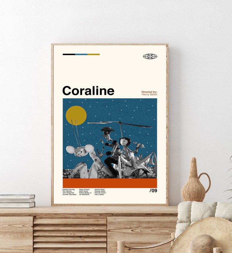 Coraline Poster, Coraline Print, Coraline Movie Poster, Midcentury Art ...