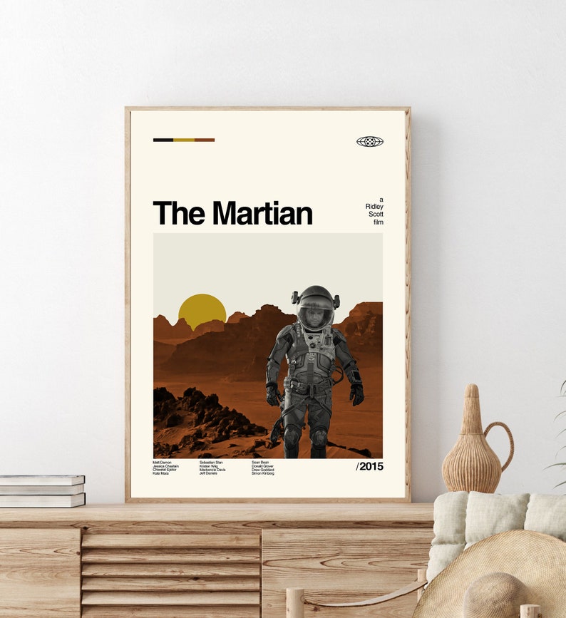 The Martian Movie Poster, the Martian Print, Midcentury Poster ...