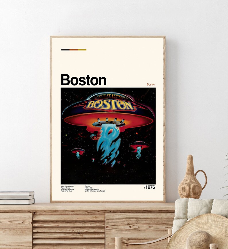 Boston Album Poster Boston Print Album Cover Poster Minimalist Art Midcentury Art Modern 