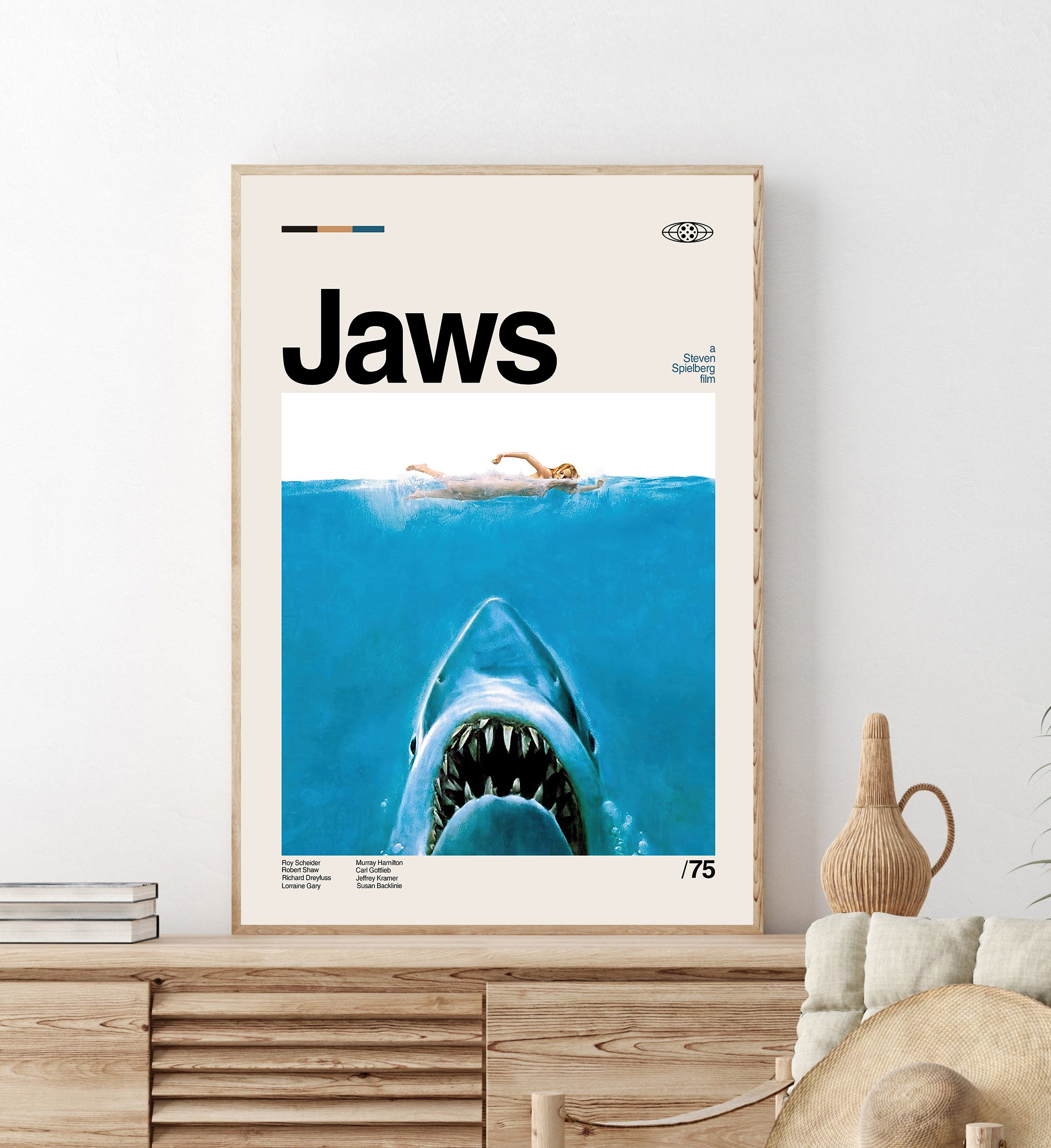 Jaws Poster, Jaws Movie Poster, Wall Art, Minimalist Art, Midcentury ...