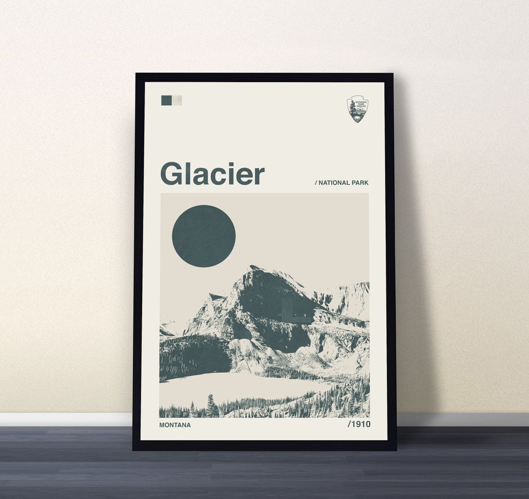 Glacier Travel Poster Glacier Art National Park Poster - Etsy