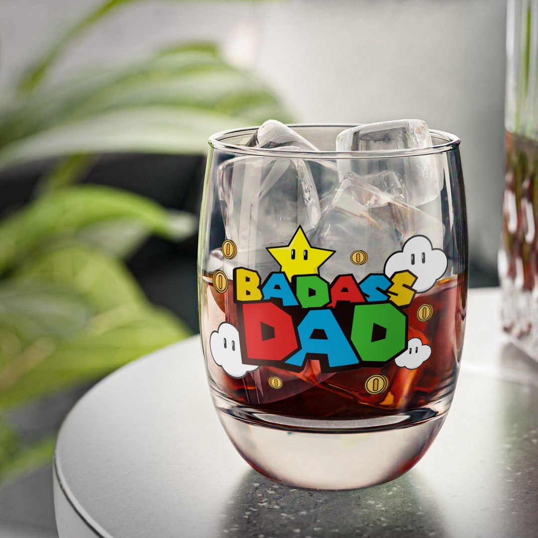 Badass Dad Whiskey Glass Gift for Father Day, Funny Super Madio Style ...