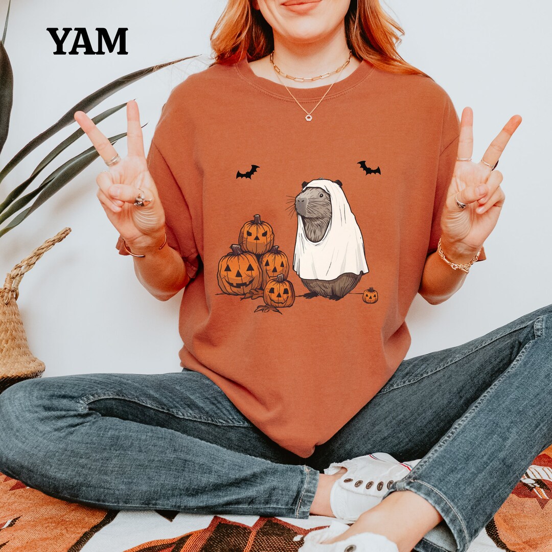 Cappy Halloween Capybara Ghost Comfort Colors Camisa, Linda camiseta ...