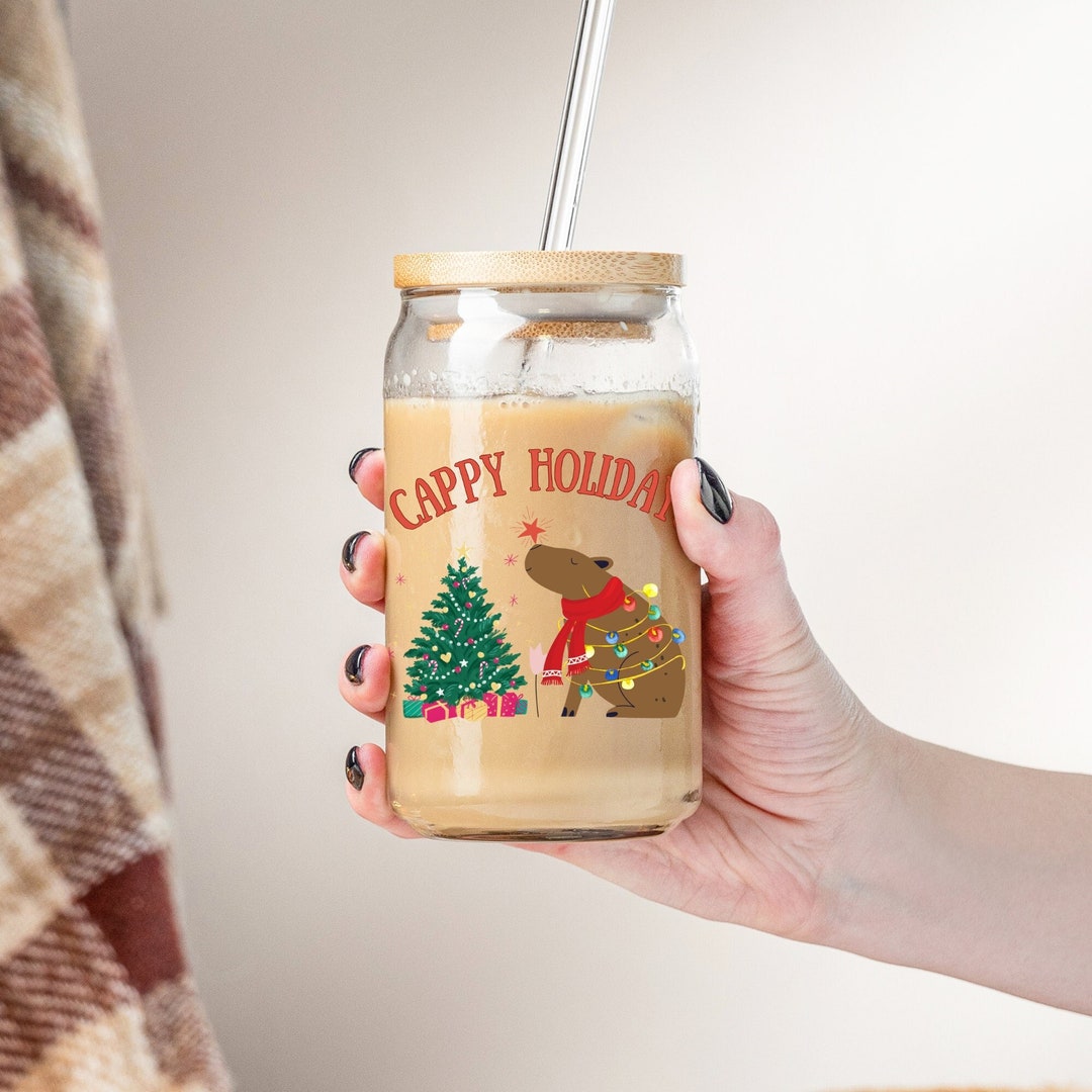 Personalized Cappy Holidays Christmas Cute Capybaras Rodent Iced Coffee ...