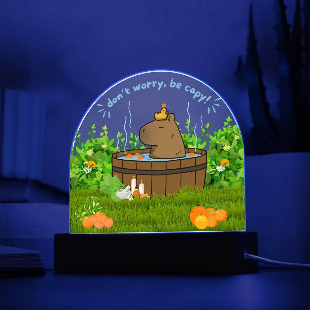 Capybara Spa Onsen Desk Companion Acrylic Dome Plaque - Cute Capybaras ...