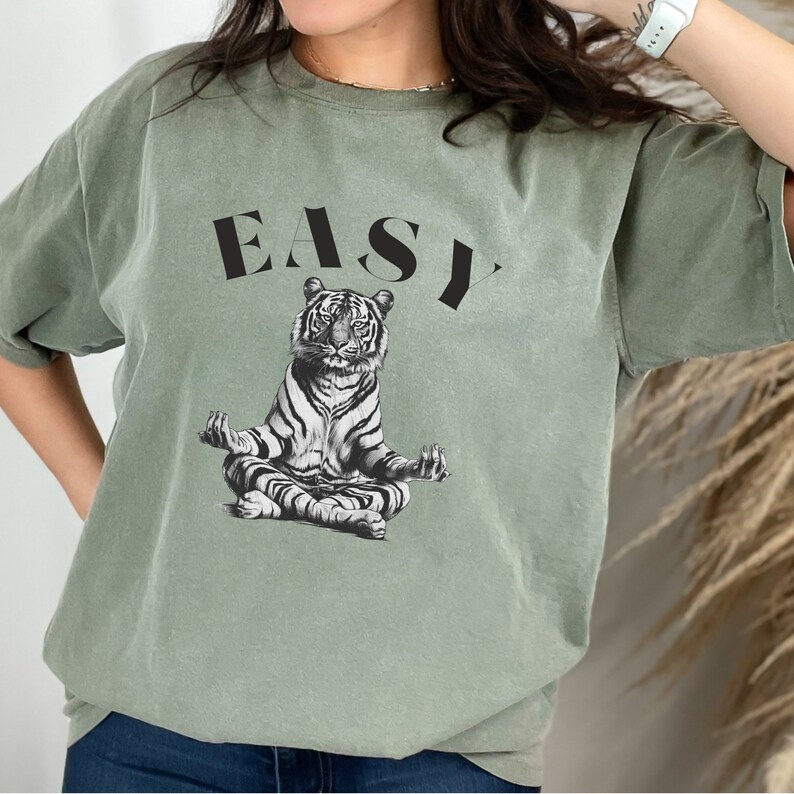 Easy tiger shirt, Yoga Lovers Retro Boho Tee, Unisex Trendy Aesthetic ...