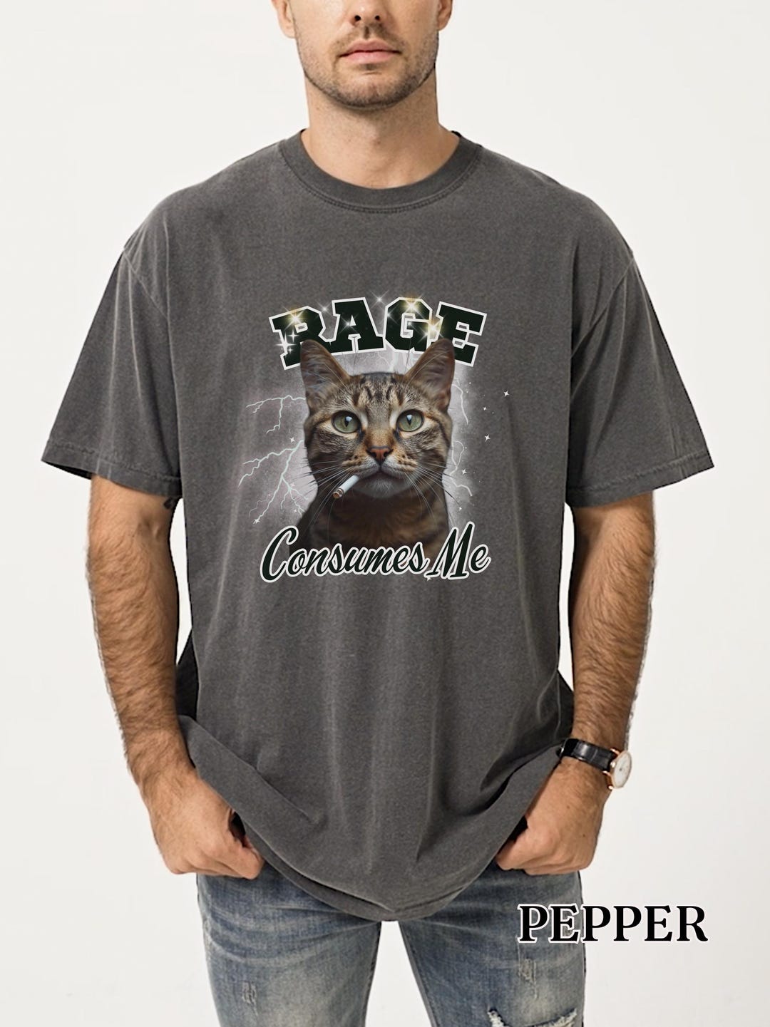 Rage Consumes Me Funny Cat Lover Shirt With Cigarette Shirt, Cute Silly ...