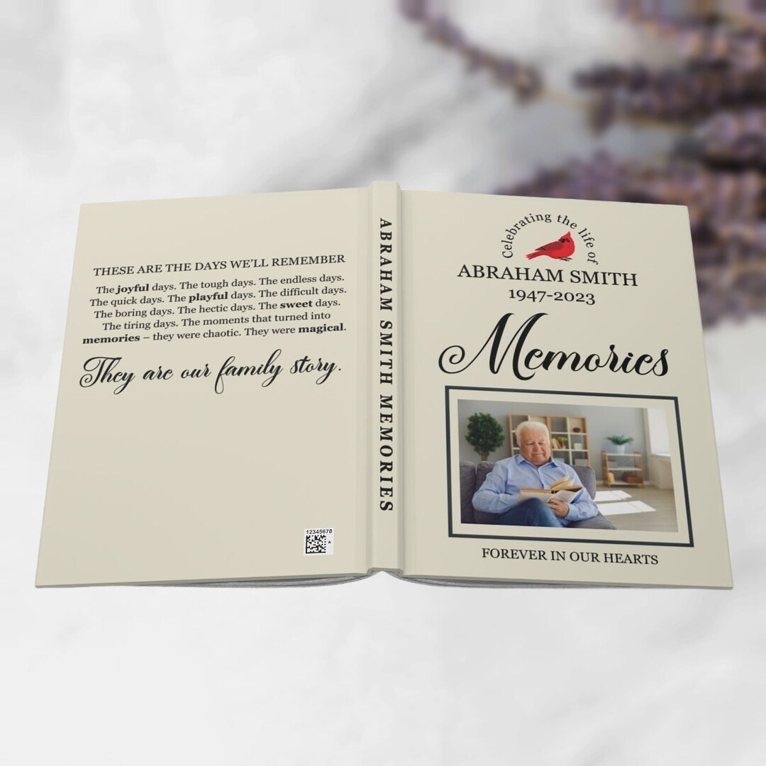 Personalised Memorial Funeral Guest Book, Grief Journal, Cardinal Gift ...