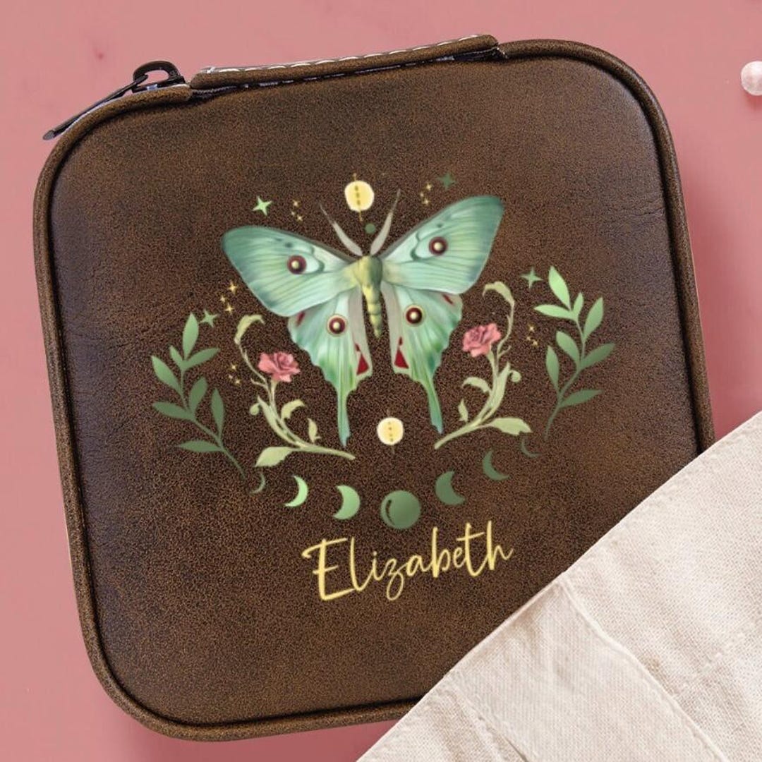 Personalized Luna Moth Travel Jewelry Box, Butterfly Lover Gift ...
