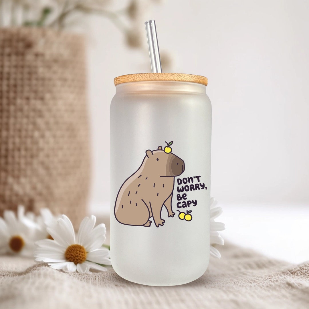 Capybara Libbey Coffee Cup Glass Mug, Capybara Gifts, Don't Worry Be ...