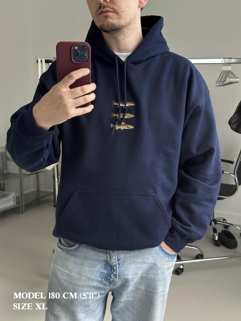 Trout Grand Slam Embroidered Sweatshirt, Fishing Hoodie, Vintage ...