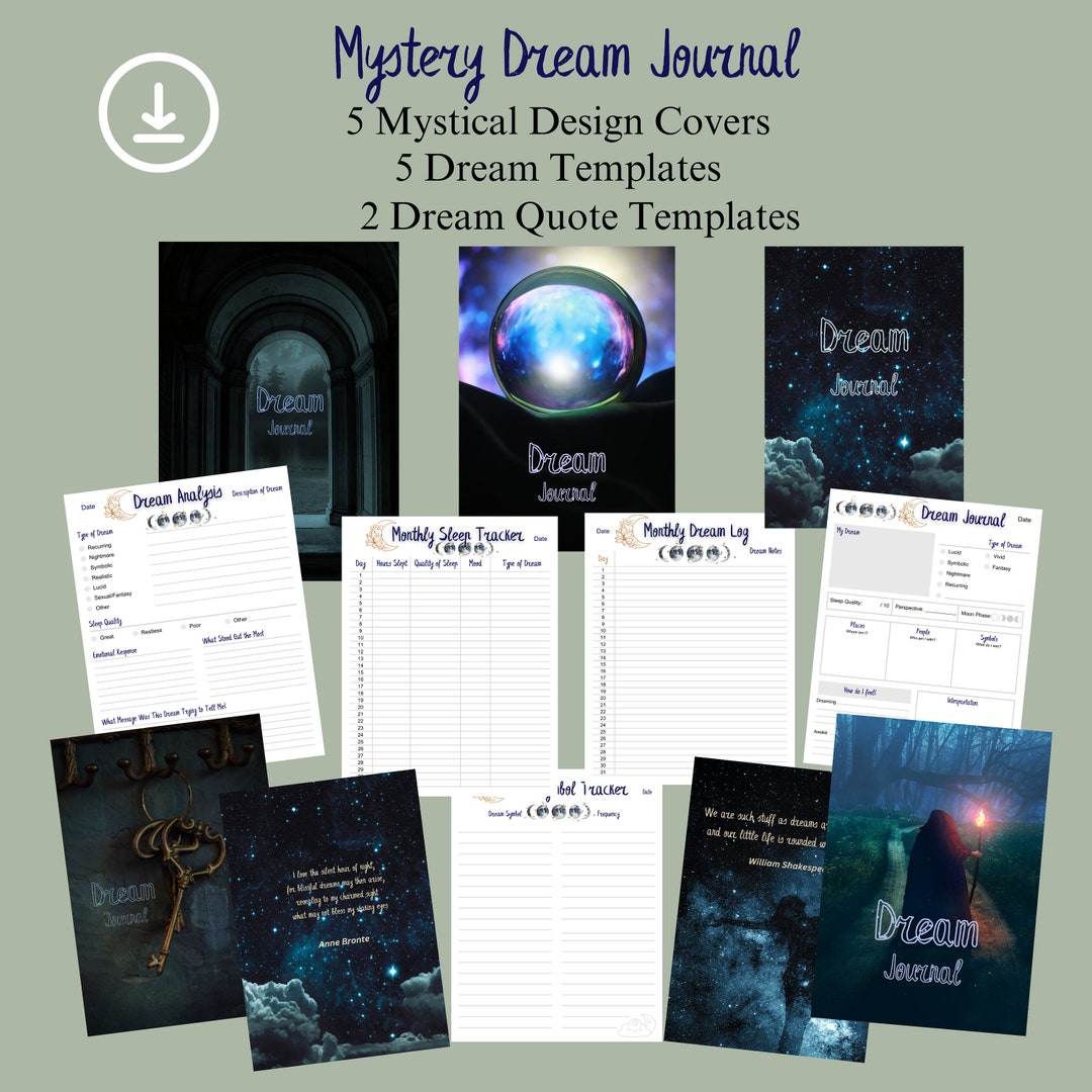 Dream Journal Digital Download Mystical Design 5 Covers - Etsy