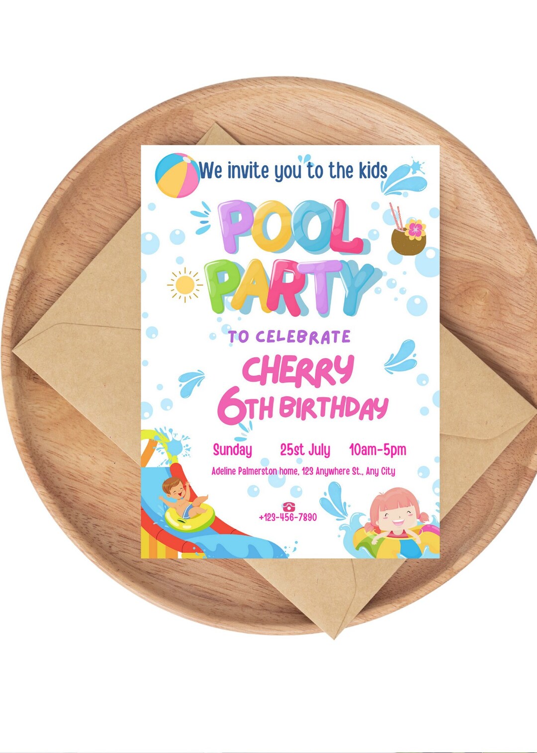 Cute Pool Party Invitation, Swim Party for Kids, Swimming Party ...