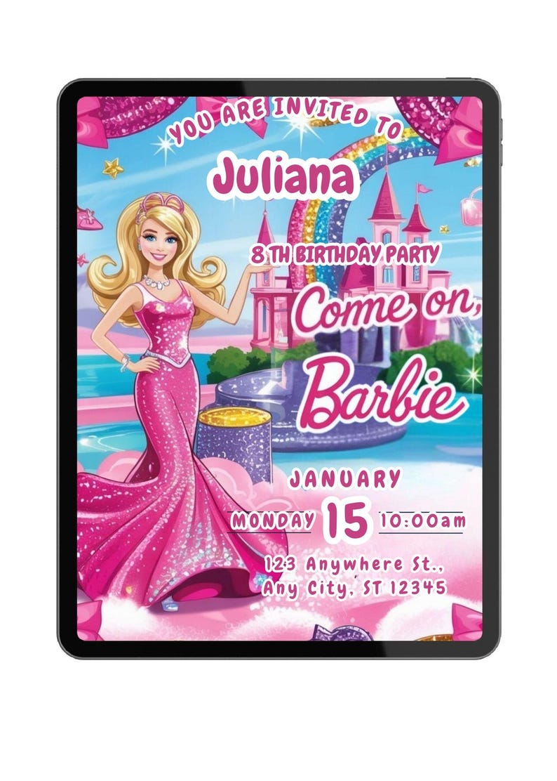 Barbie Dolls, Barbie Birthday Invitation Template Editable Canva ...