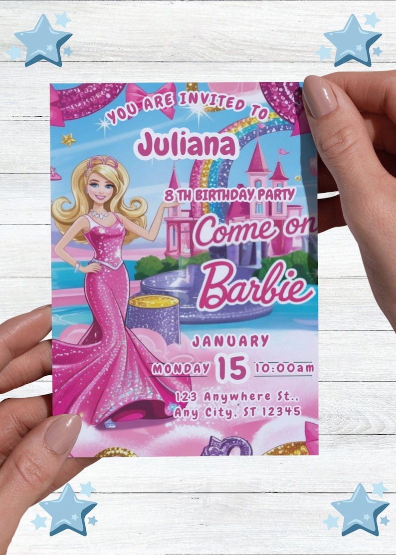 Barbie Dolls, Barbie Birthday Invitation Template Editable Canva ...