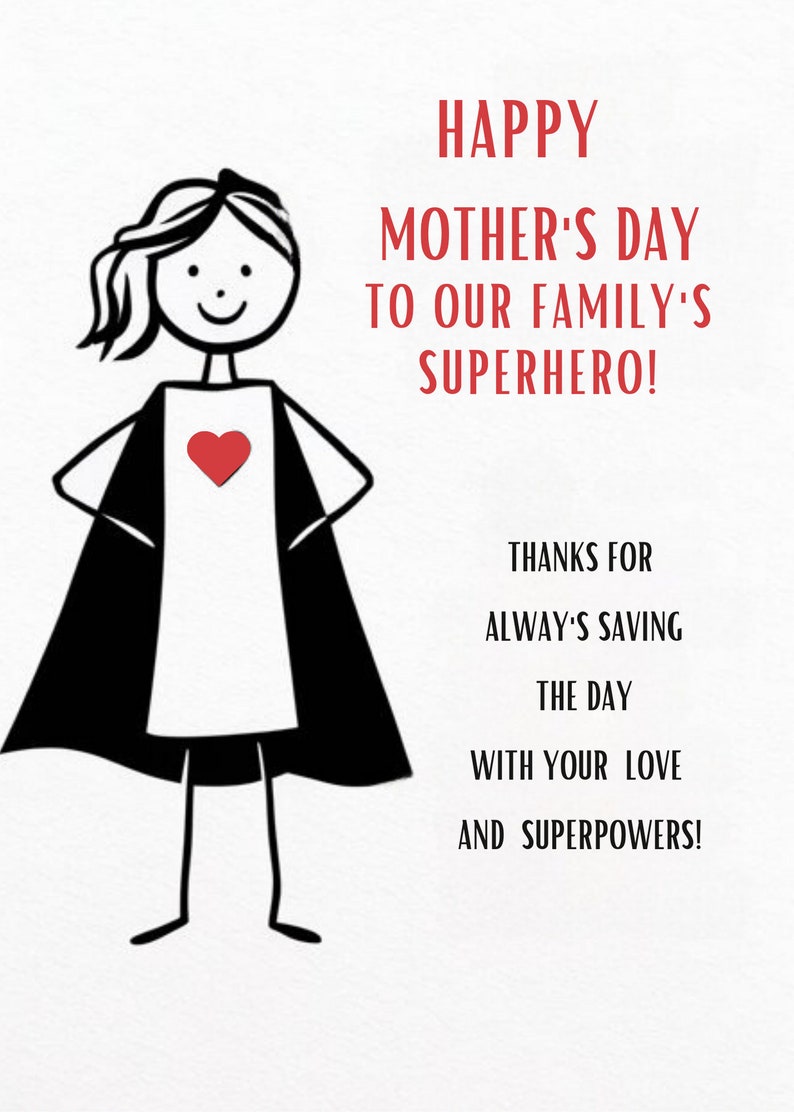 Happy Mother's Day Card, Happy Mother's Day, Mother Superhero, Sunday ...