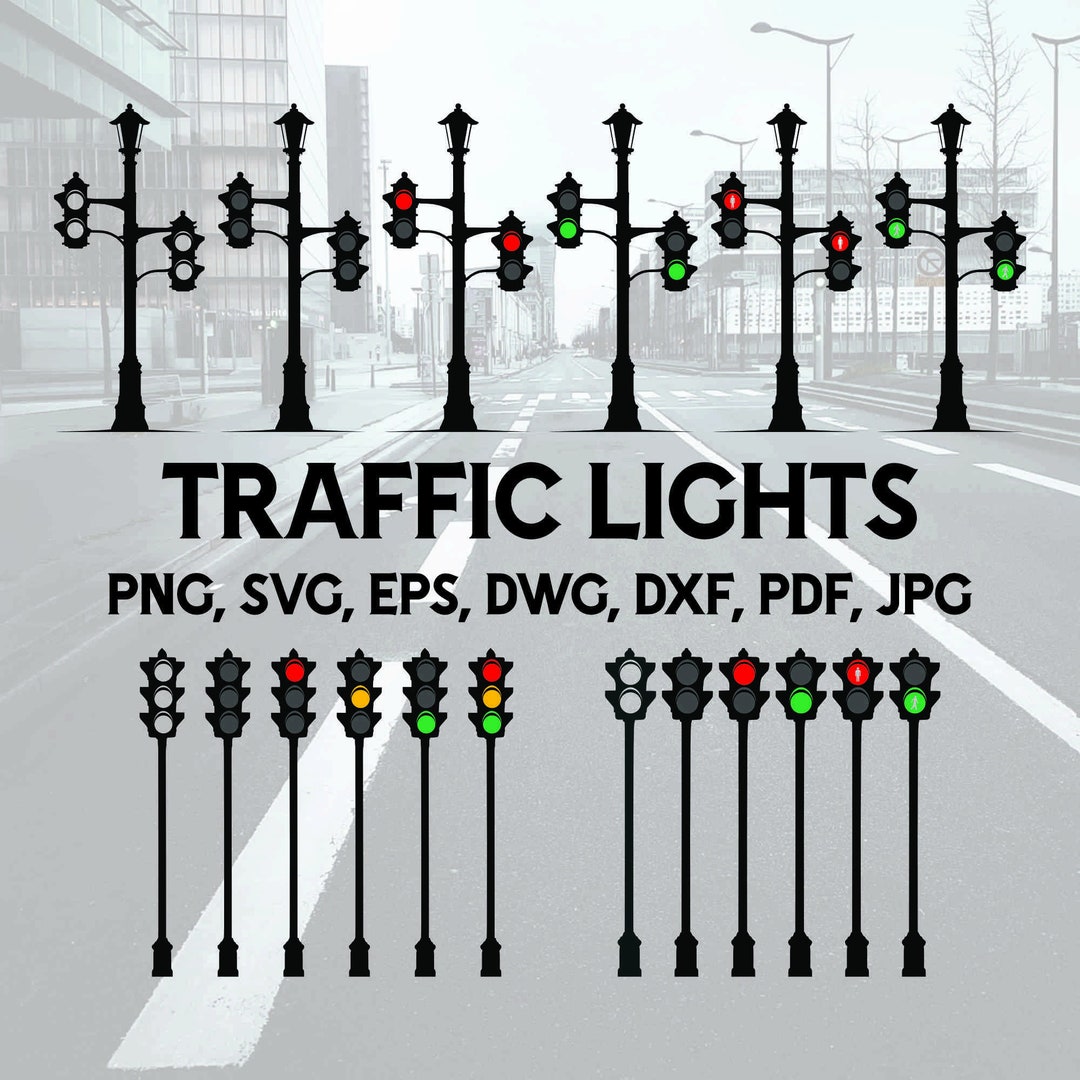 Traffic Lights SVG Bundle: Red, Yellow, Green Signals (digital Download ...