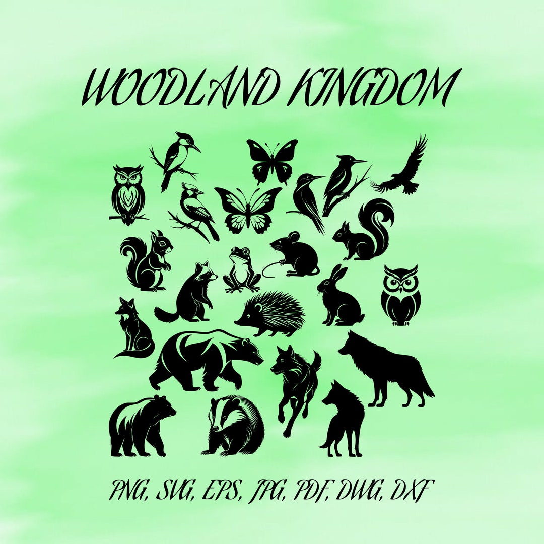 Woodland Animal Kingdom Bundle SVG PNG, Bird Woodpecker Owl Eagle Mouse ...