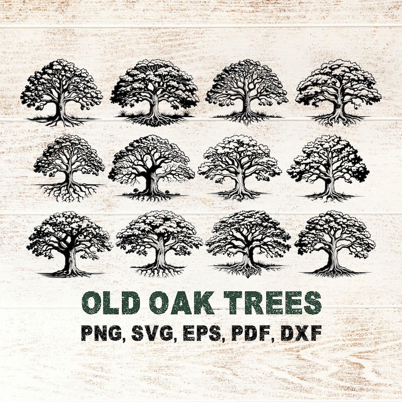 Old Oak Tree Silhouette - Etsy New Zealand