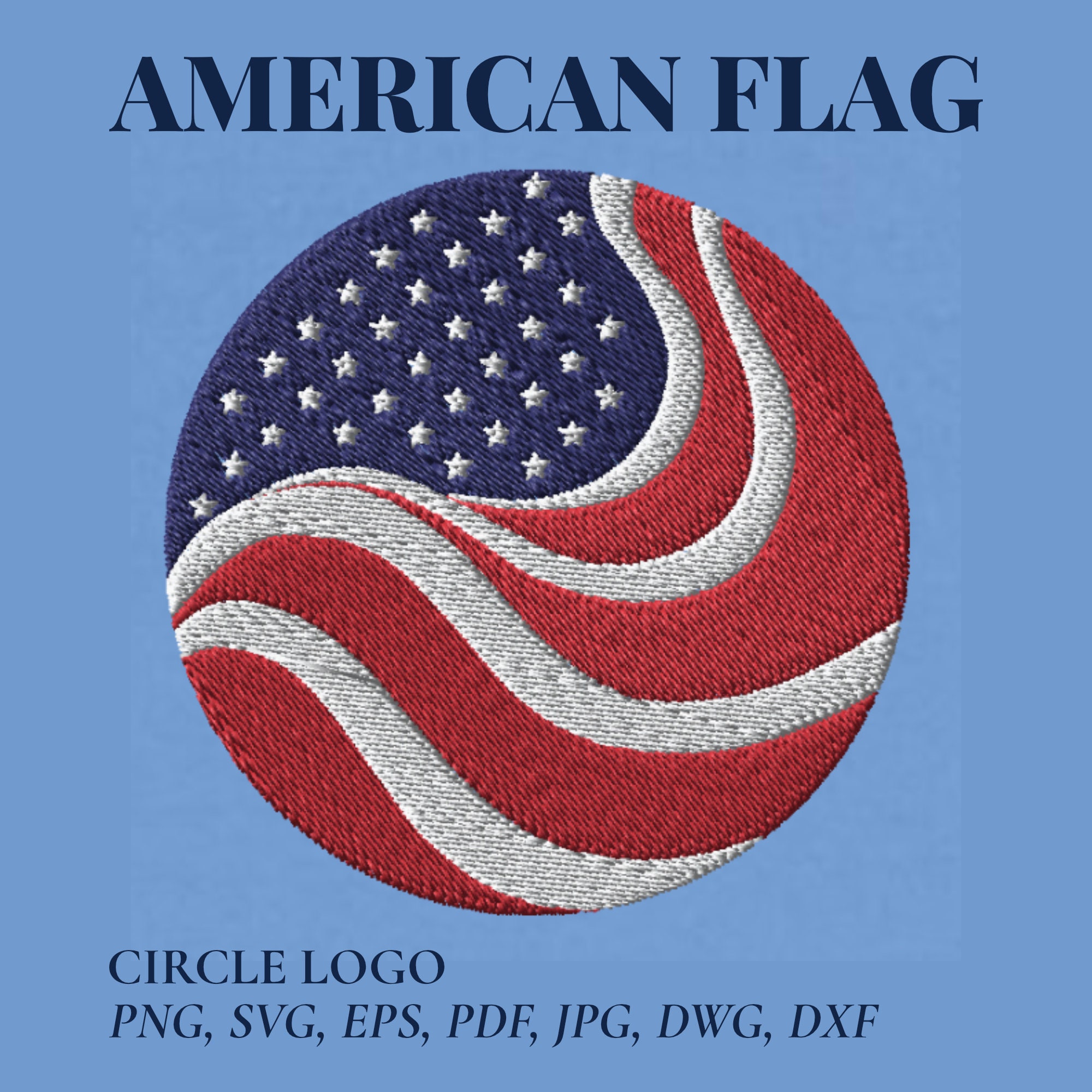 American Flag Circle Logo SVG PNG Digital Retro Design Download ...