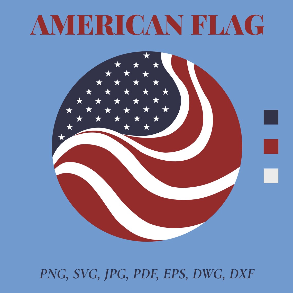 American Flag Circle Logo SVG PNG Digital Retro Design Download ...