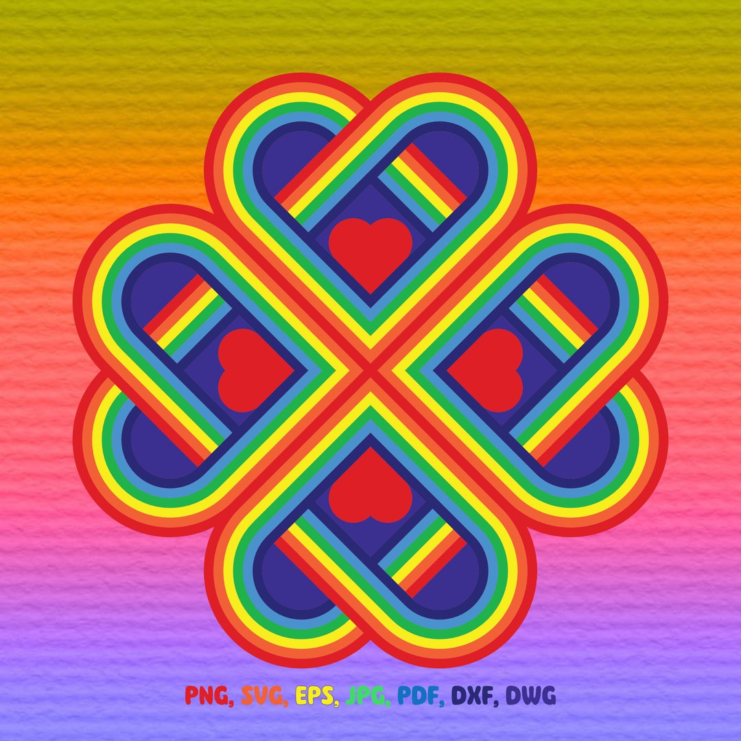 United Rainbow Hearts Clipart SVG PNG, Connection Love Symbol Sign ...