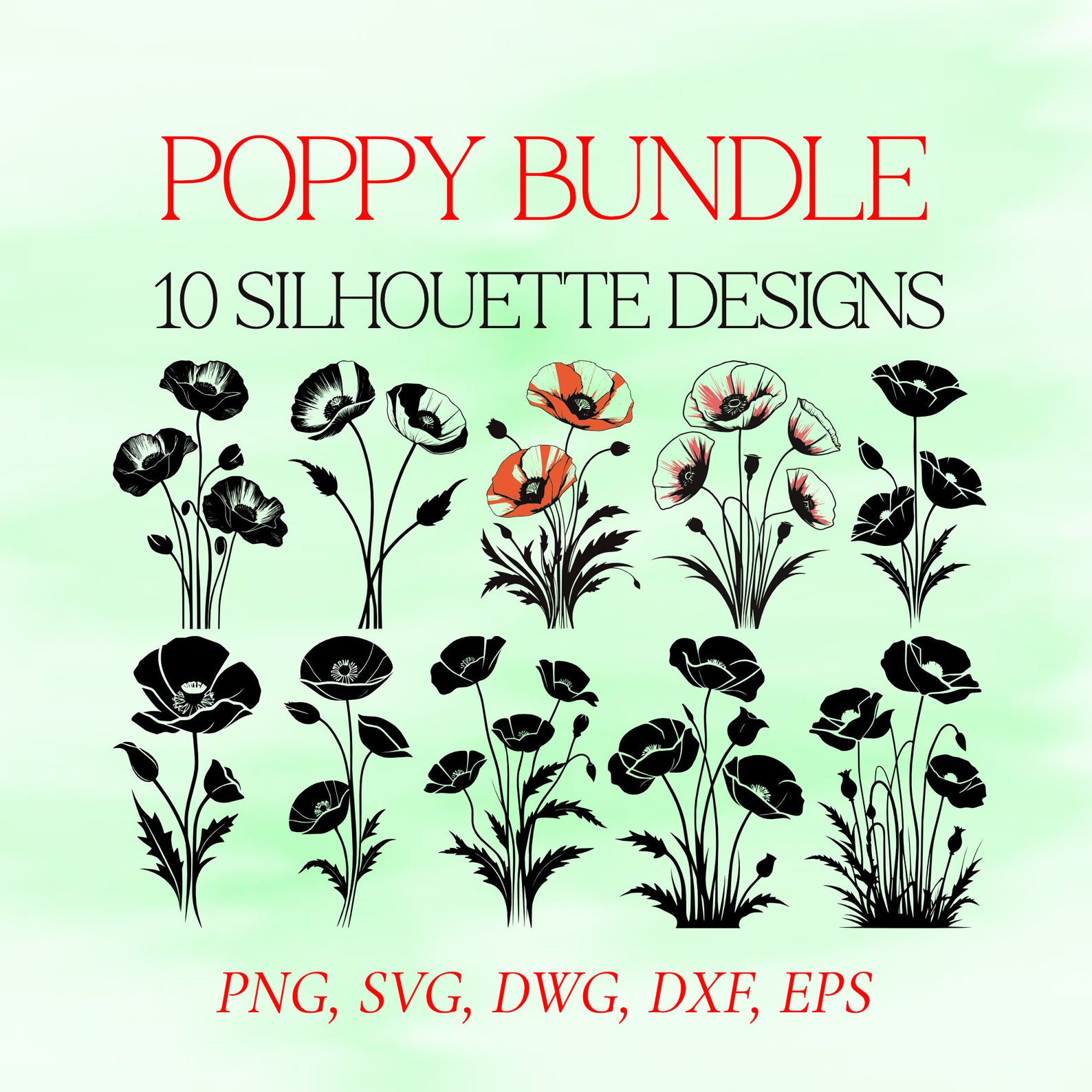 Poppy Flower SVG Bundle, Poppies Flower SVG Silhouette, August Birth ...