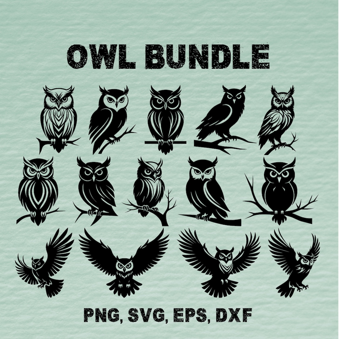 Woodland Owl SVG Bundle, Flying Owl Wildlife Clipart, Birds of Pray ...