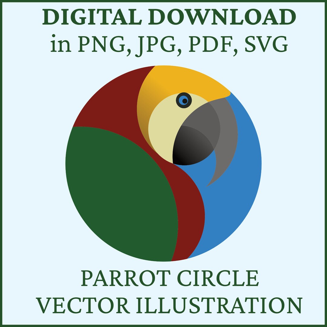 Parrot Circle Portrait Svg Png Pdf Jpg Printable Green Blue - Etsy