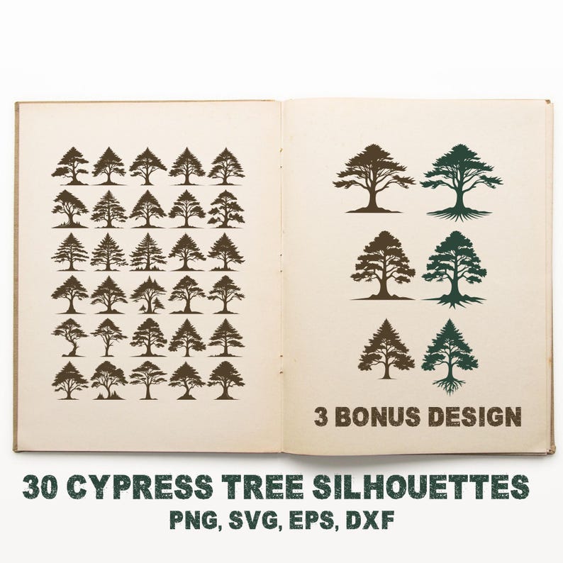 Cypress Tree SVG Bundle, 30 Designs Italian Landscape Silhouette ...