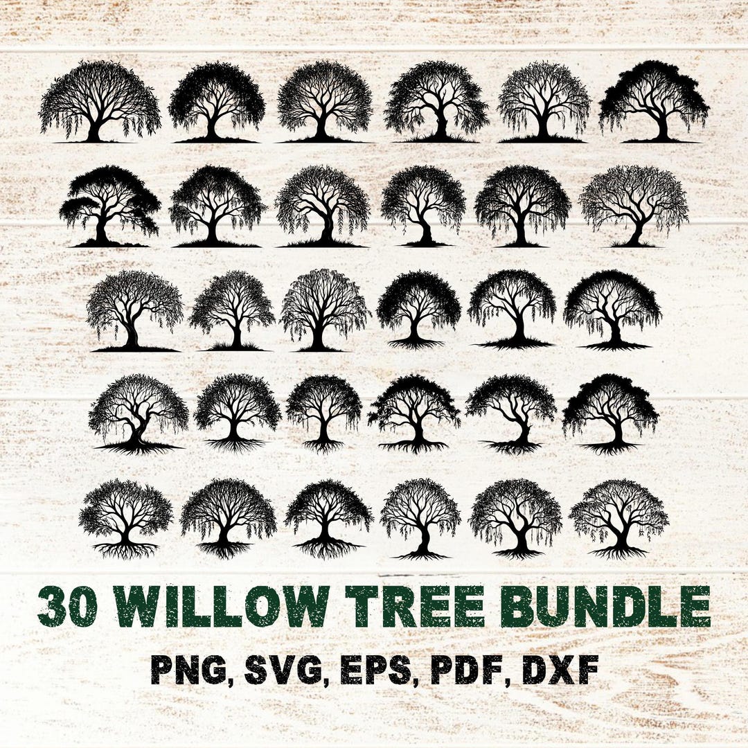 30 Willow Tree SVG Bundle, Weeping Willow With Roots Cut File for ...