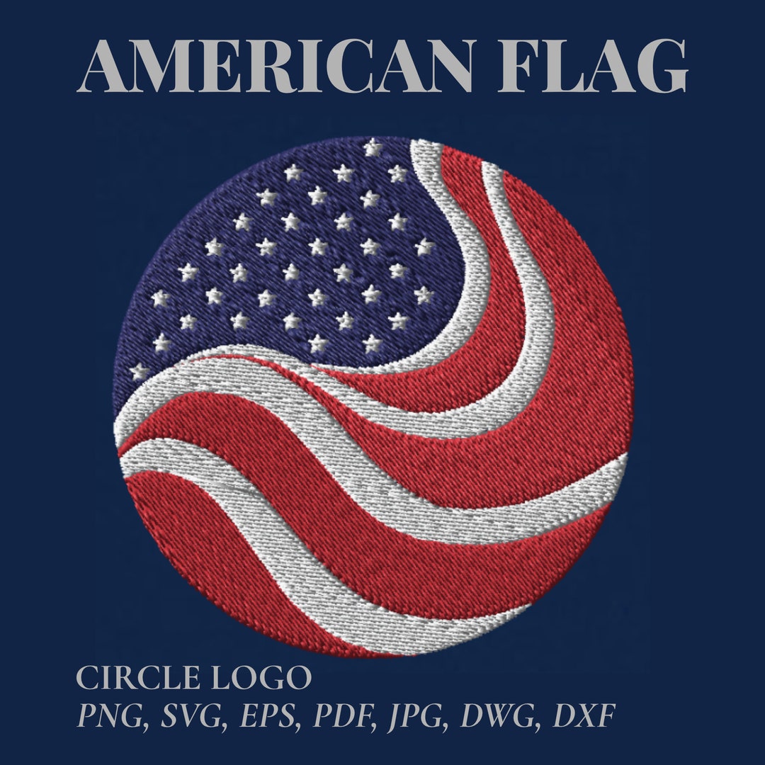 American Flag Circle Logo SVG PNG Digital Retro Design Download ...