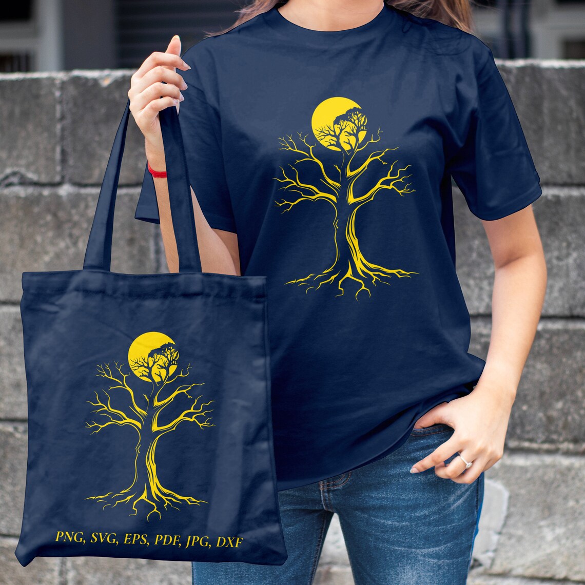 Spooky Golden Oak Tree Silhouette: Halloween SVG PNG DXF - Etsy