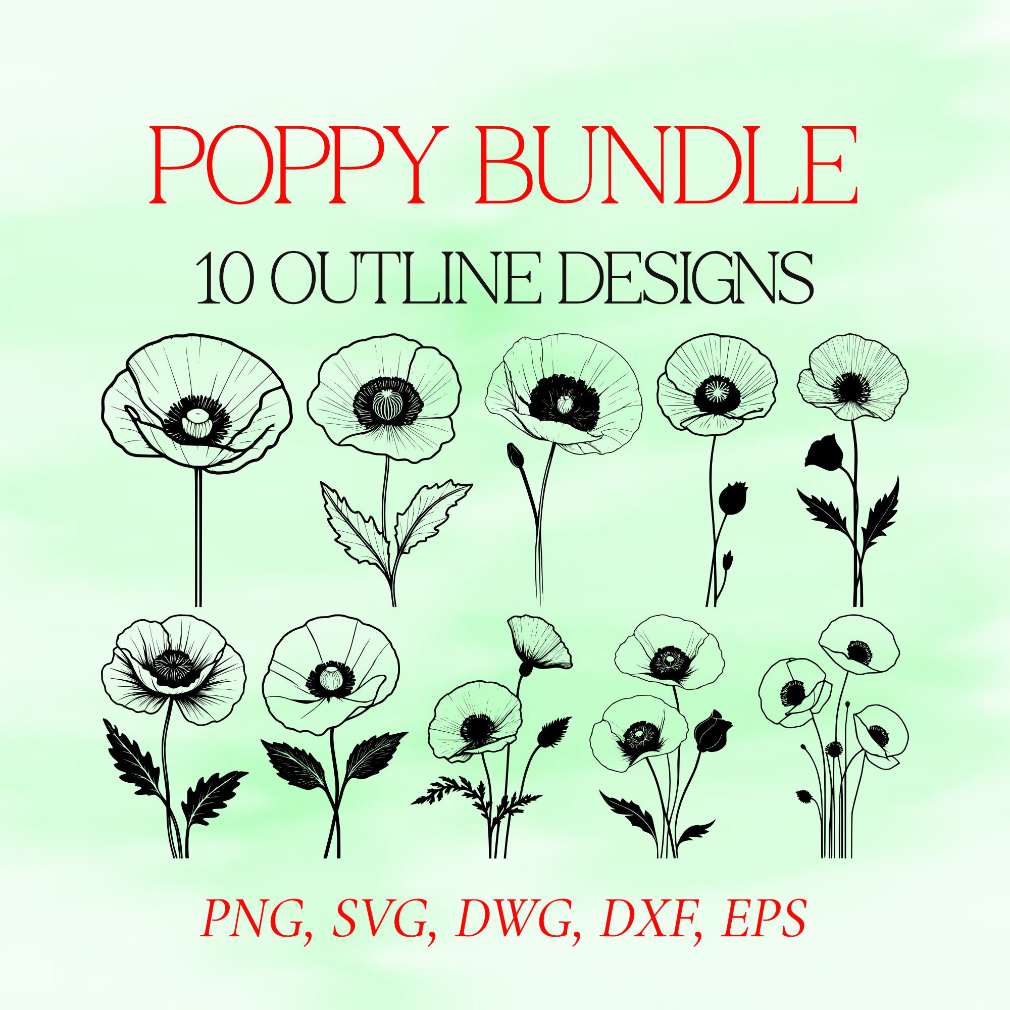 Poppy Flower SVG Bundle, Poppies Flower SVG Silhouette, August Birth ...