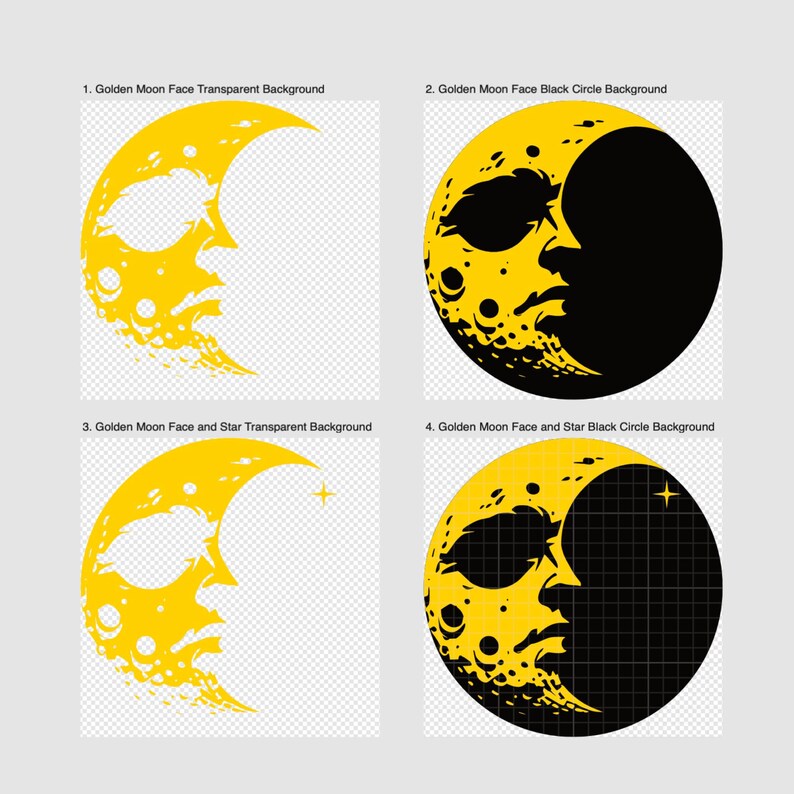 Golden Moon Face Logo: Celestial SVG PNG for Dark Backgrounds - Etsy