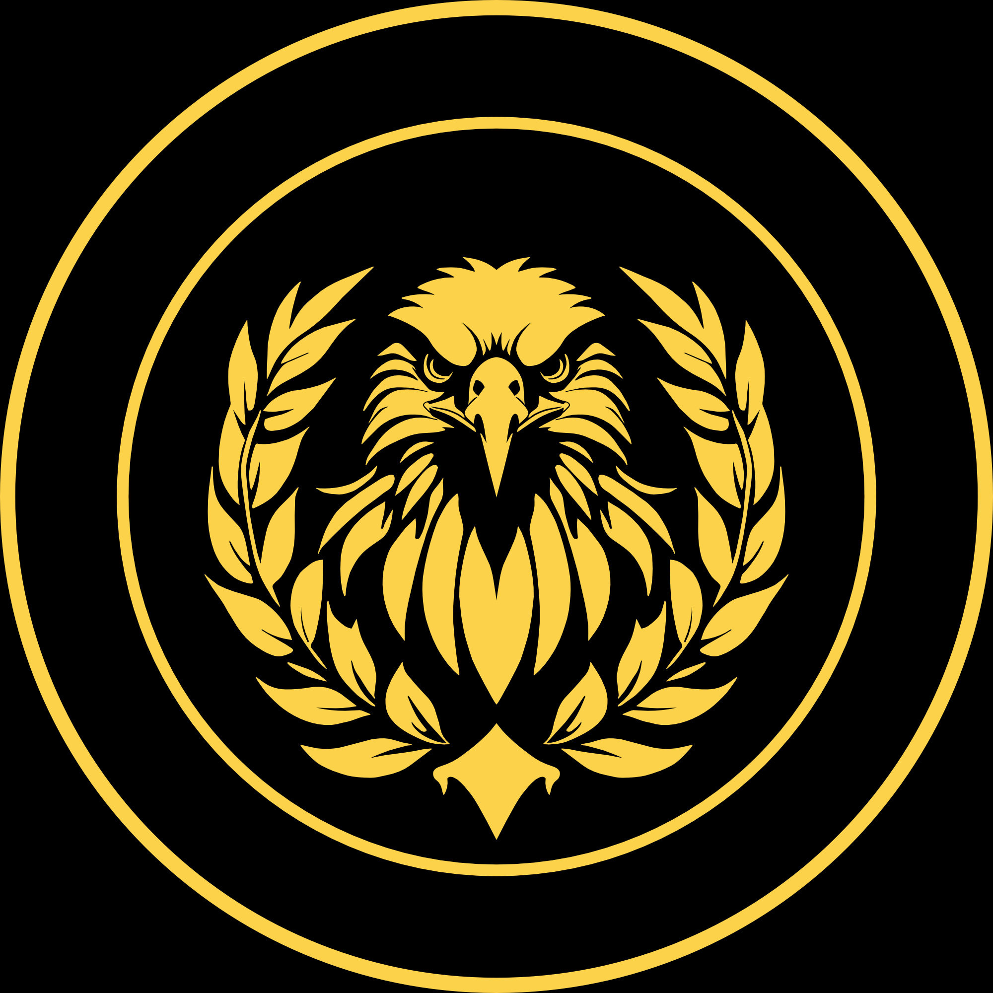 Eagle Logo SVG Silhouette, Golden Circle Design Bird of Prey PNG, Crest ...