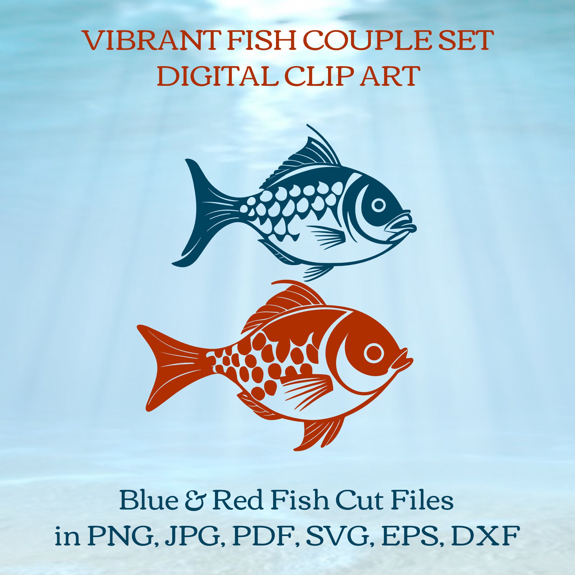Vibrant Ocean Fish SVG Clipart Set of Fish Silhouette for Kid - Etsy