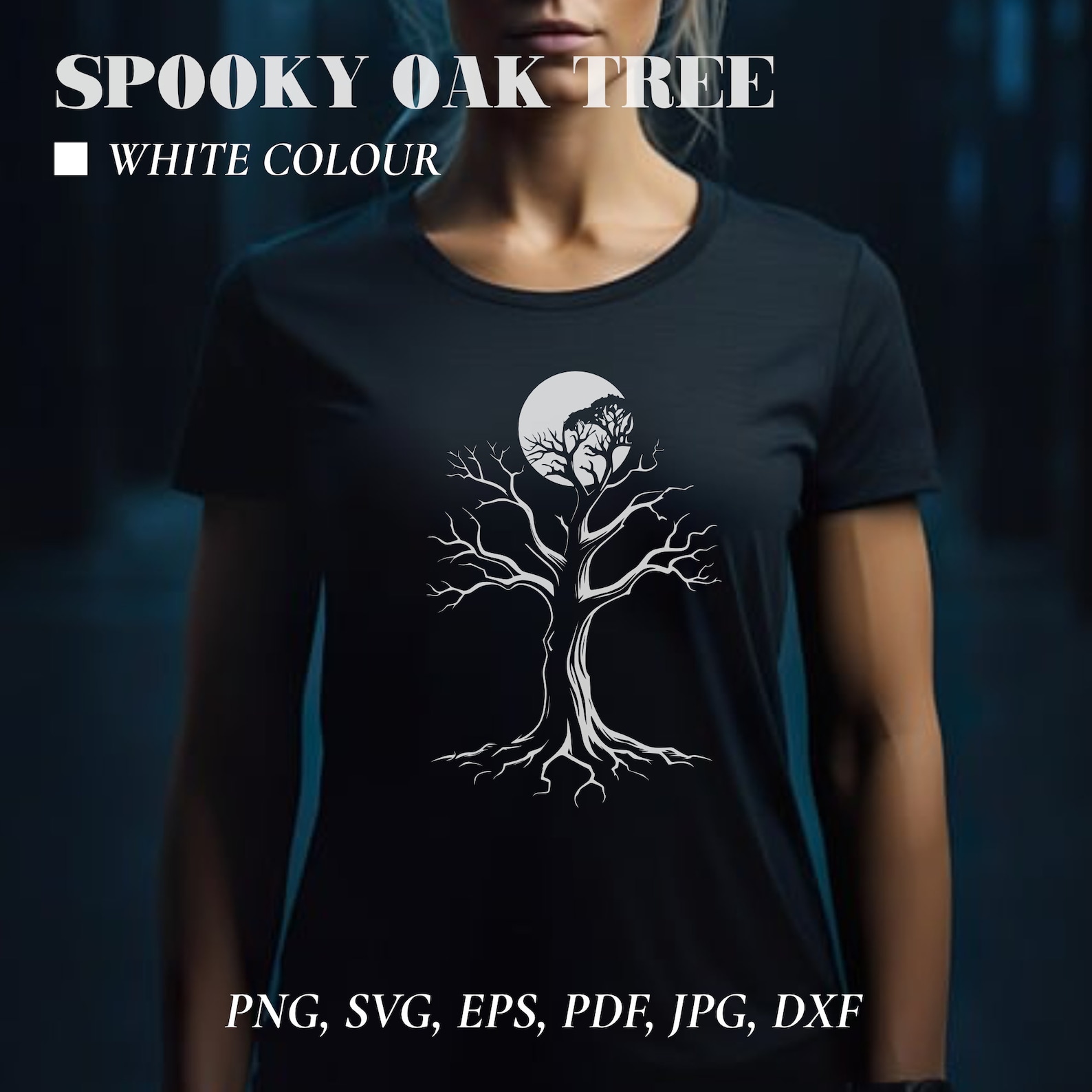 Golden Oak Tree Silhouette SVG PNG DXF, White Design for Black ...