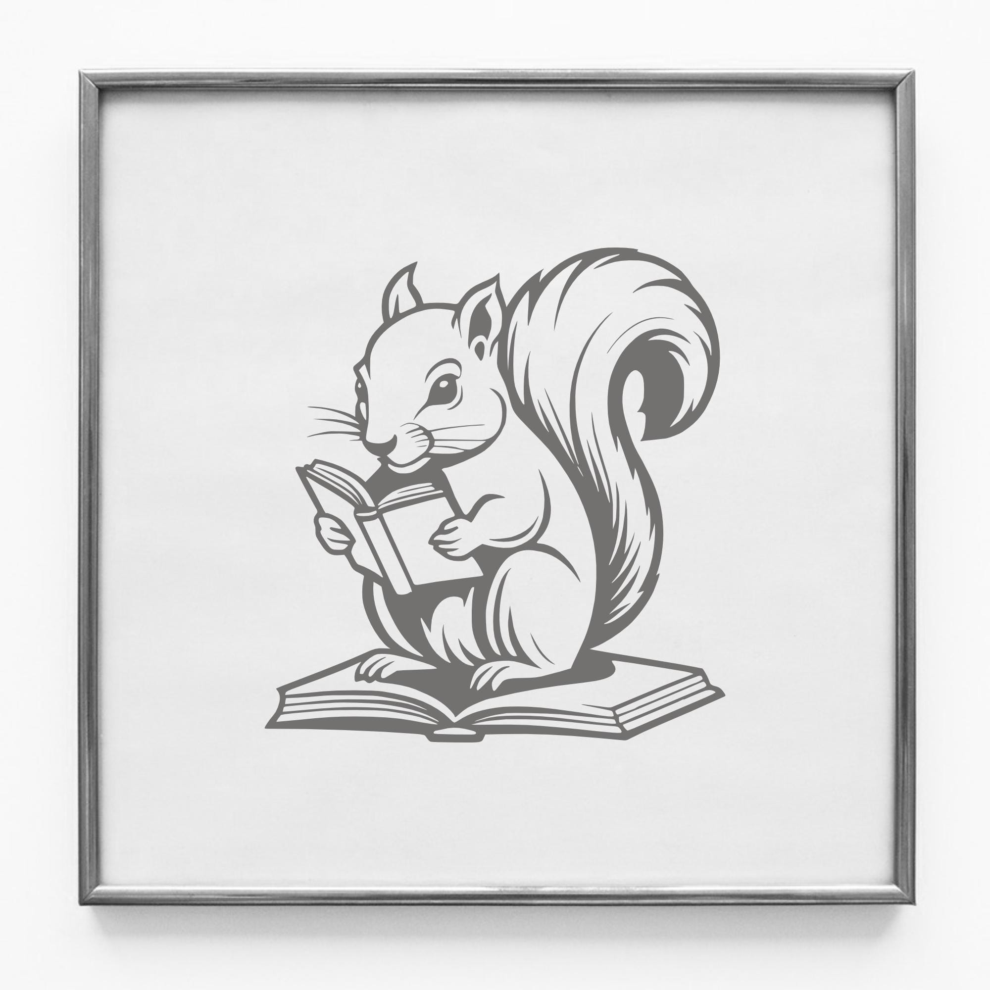 Squirrel Reading Book SVG PNG Bundle, Bookworm Squirrel Literary Club ...