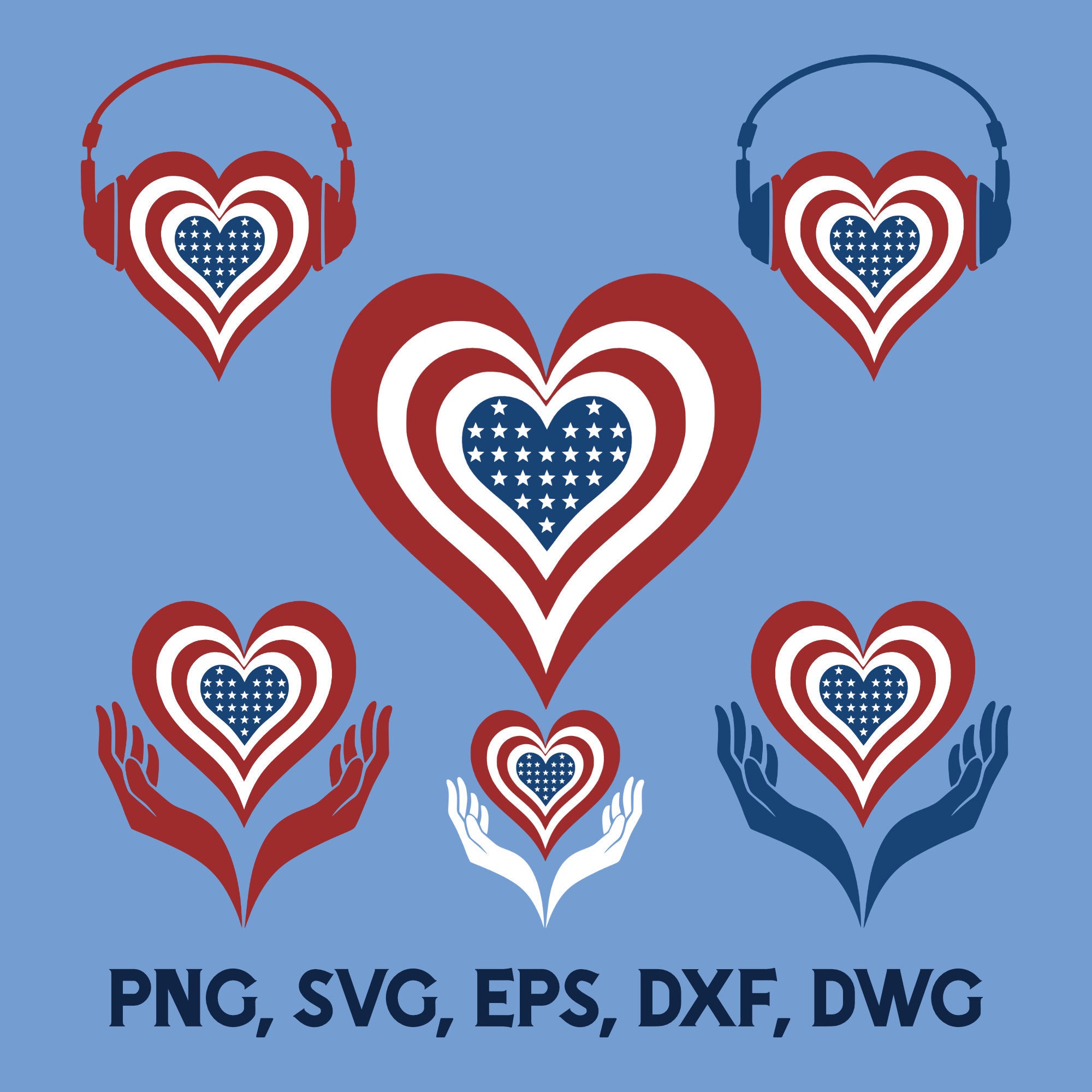 Patriotism SVG Bundle Digital, Multilayered SVG American Flag Heart ...