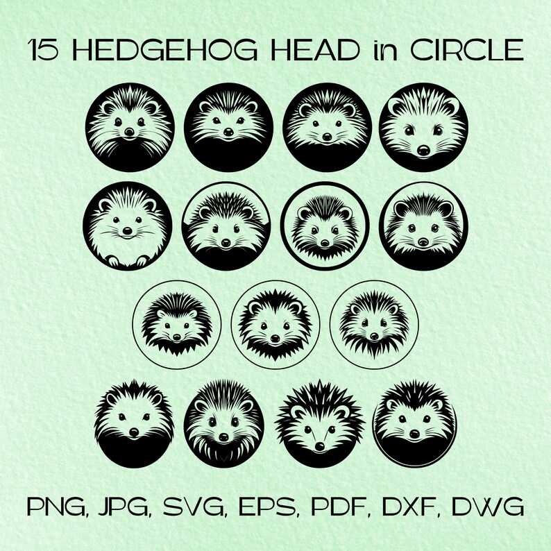 15 Hedgehog SVG Bundle Cut Files, Circle Design for Paper Craft, Vinyl ...
