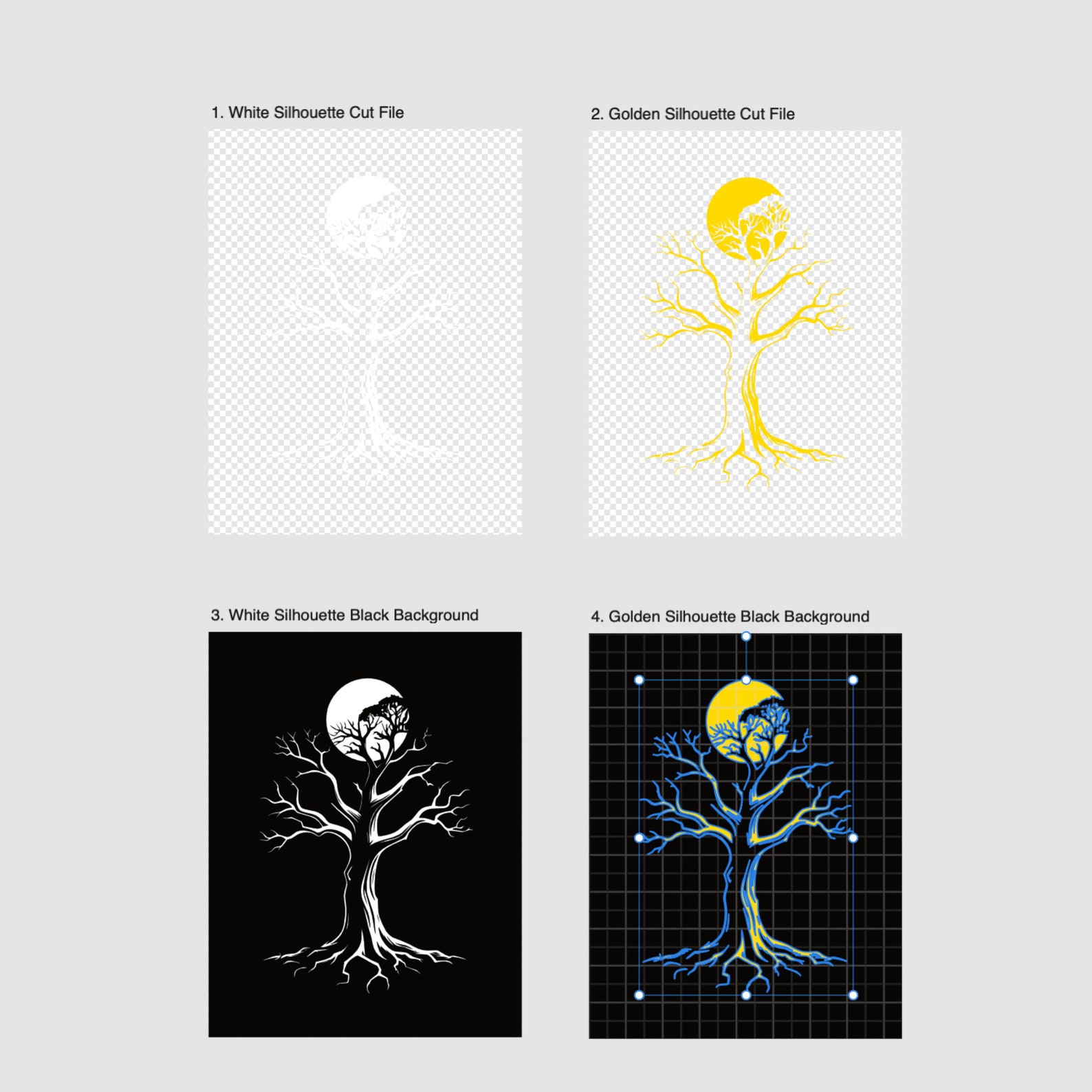 Spooky Golden Oak Tree Silhouette: Halloween SVG PNG DXF - Etsy
