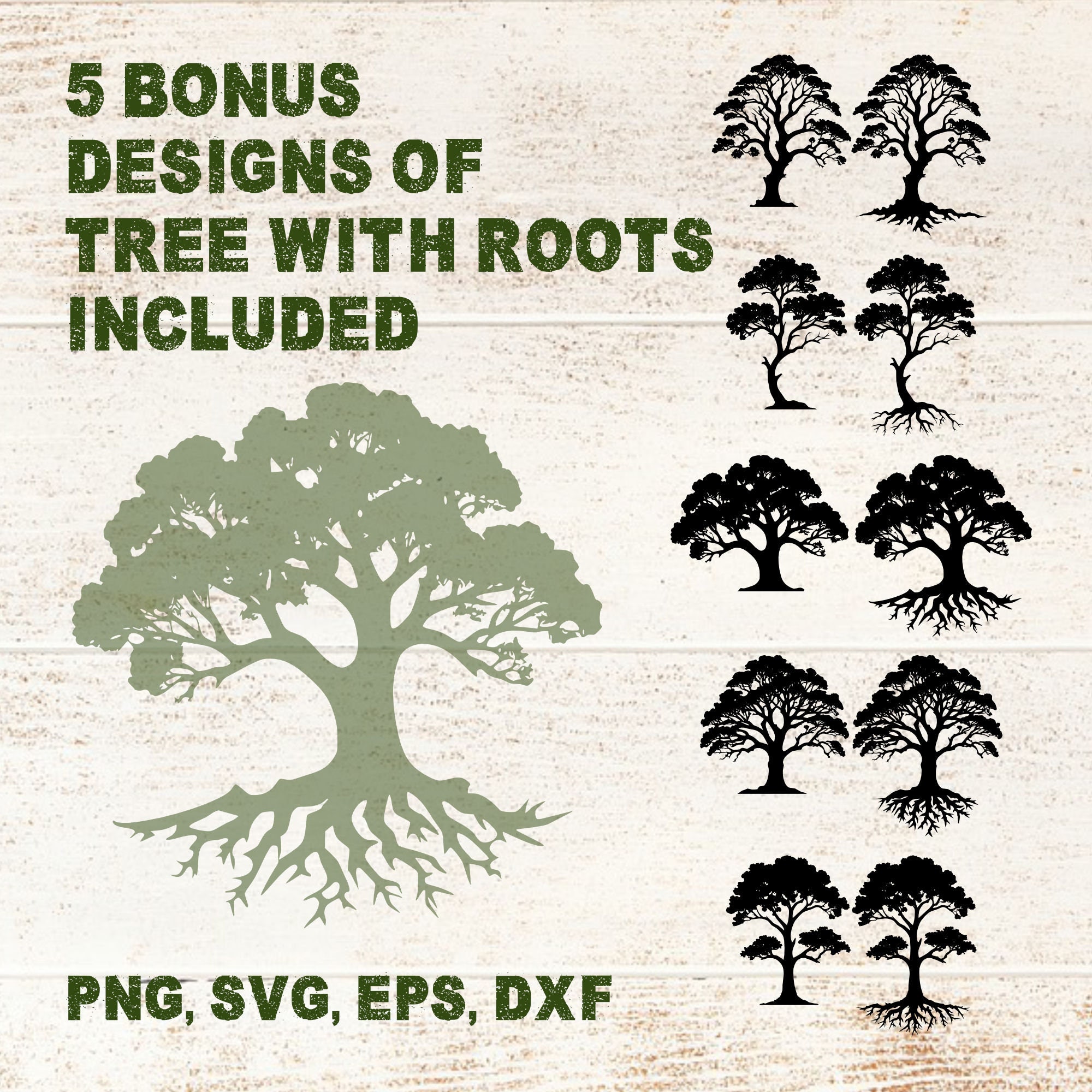 100 Tree Silhouette SVG PNG Bundle, Oak Tree Beech Species, Woodland ...
