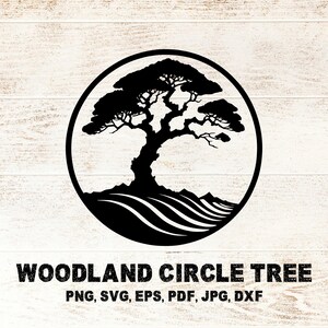 Oak Tree Circle Logo SVG Bundle, Landscape Fairytale Forest Animal PNG ...