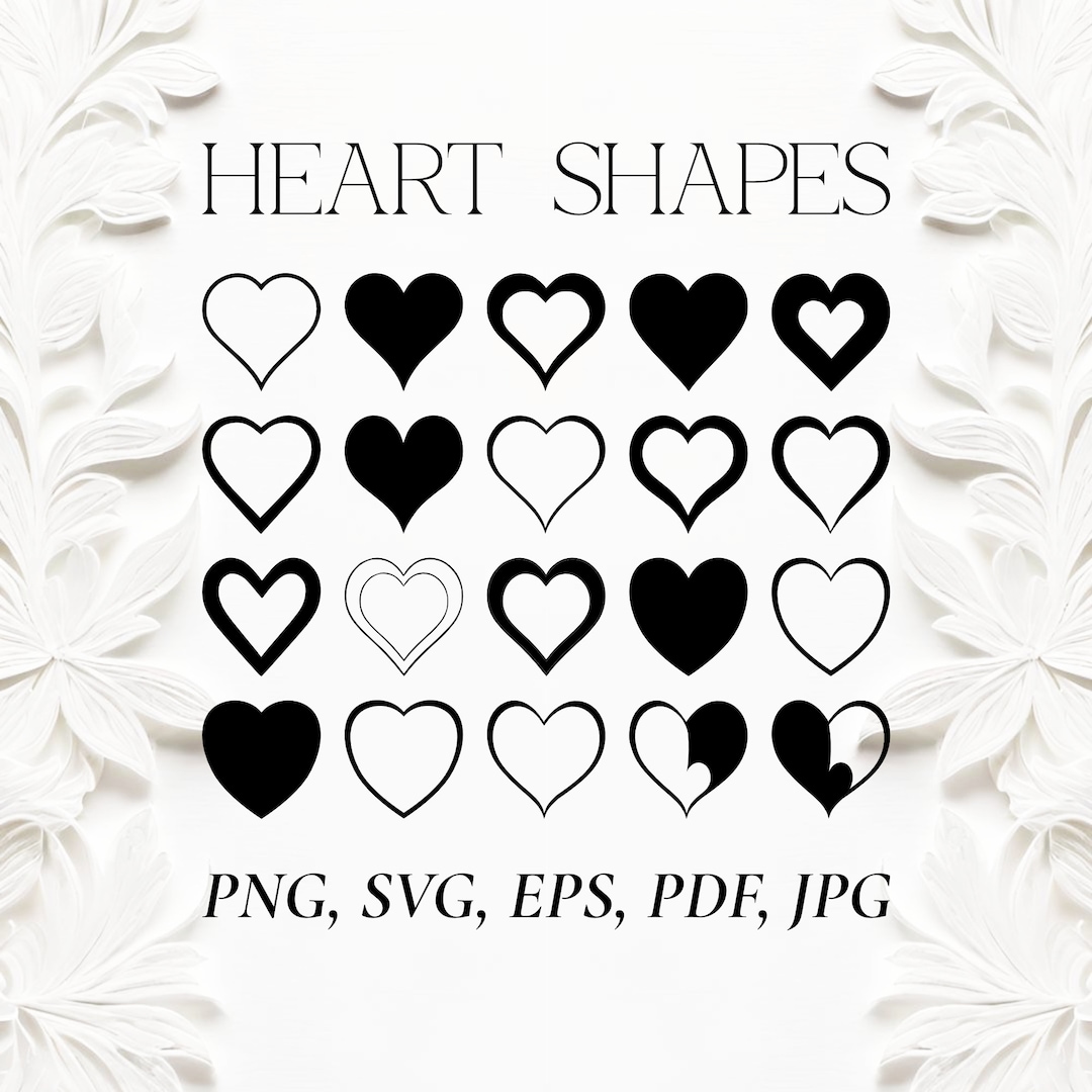 Lovely SVG Heart Shape Bundle, 20 Cut Files for Cricut Silhouette ...